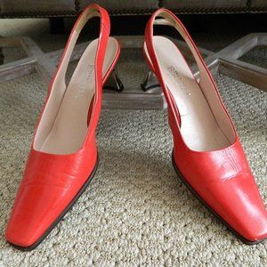 Escada | Shoes | Escada Red Leather Classic Sling Back Pumps Us 7 ...
